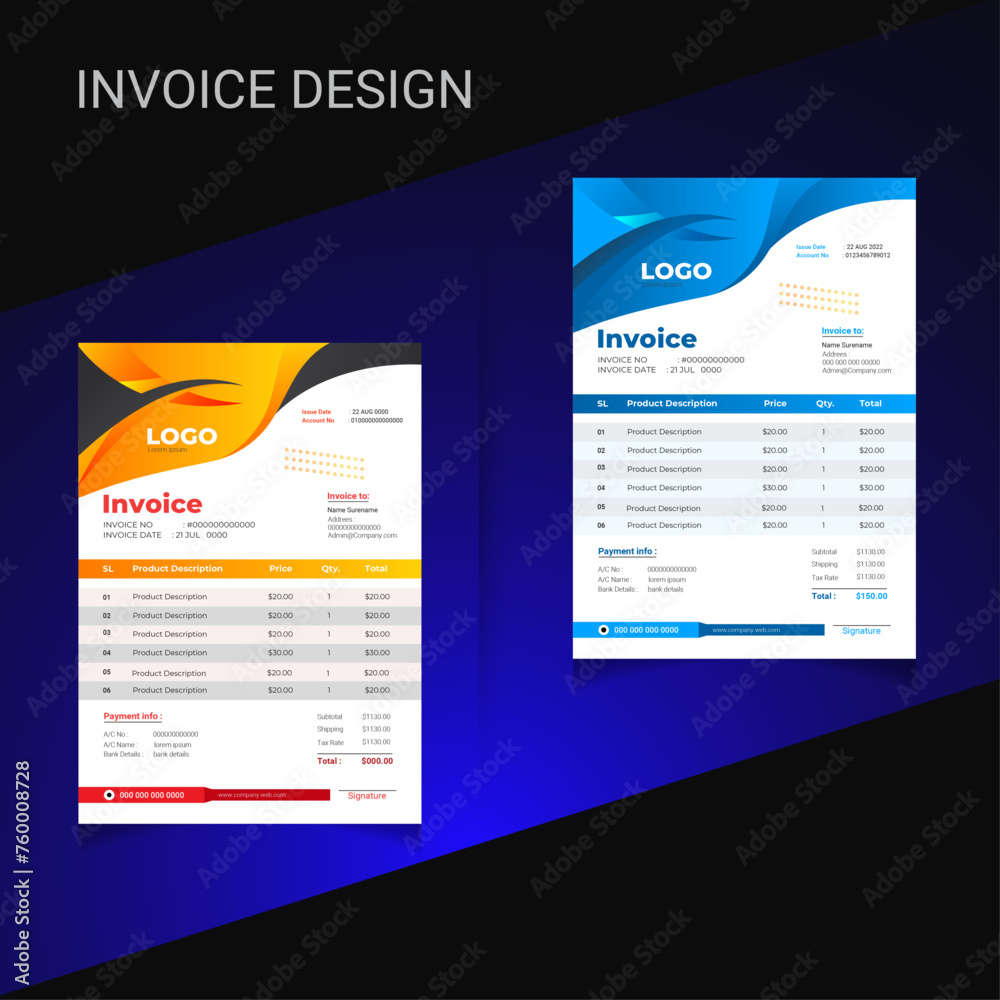 Expert Design for Invoices. Template for business invoice form. Money ...