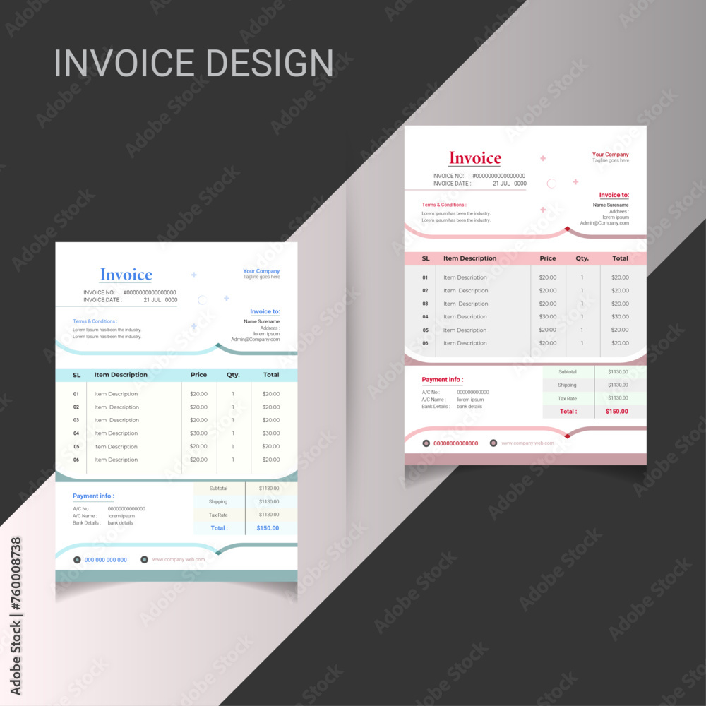 Expert Design for Invoices. Template for business invoice form. Money ...