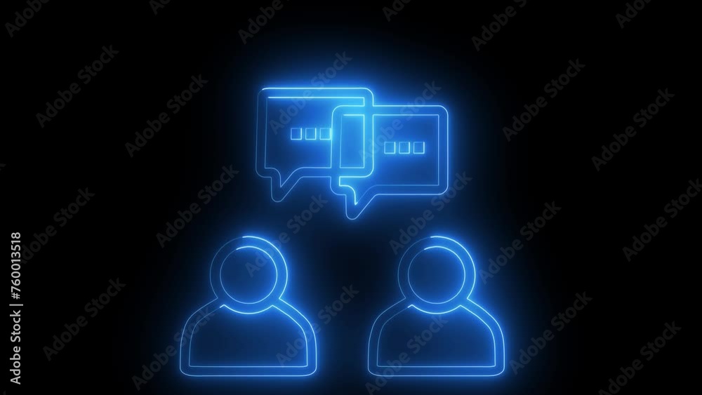 Neon line discussion symbol. People speaking icon. Two people talking ...