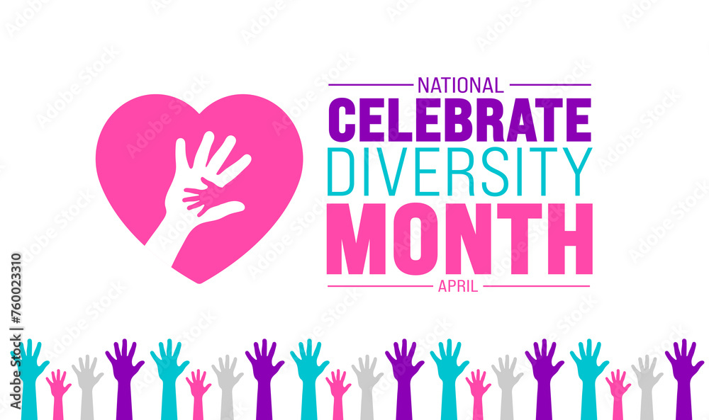 April is Celebrate Diversity Month background template. Holiday concept ...