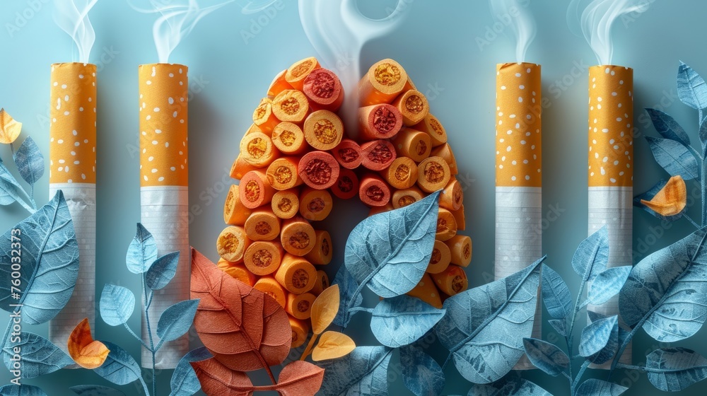 An illustration of the World No Tobacco Day concept with a lung and ...