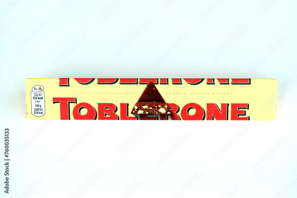 KYIV, UKRAINE - OCTOBER 31, 2023 Yellow Toblerone Chocolate Bar ...