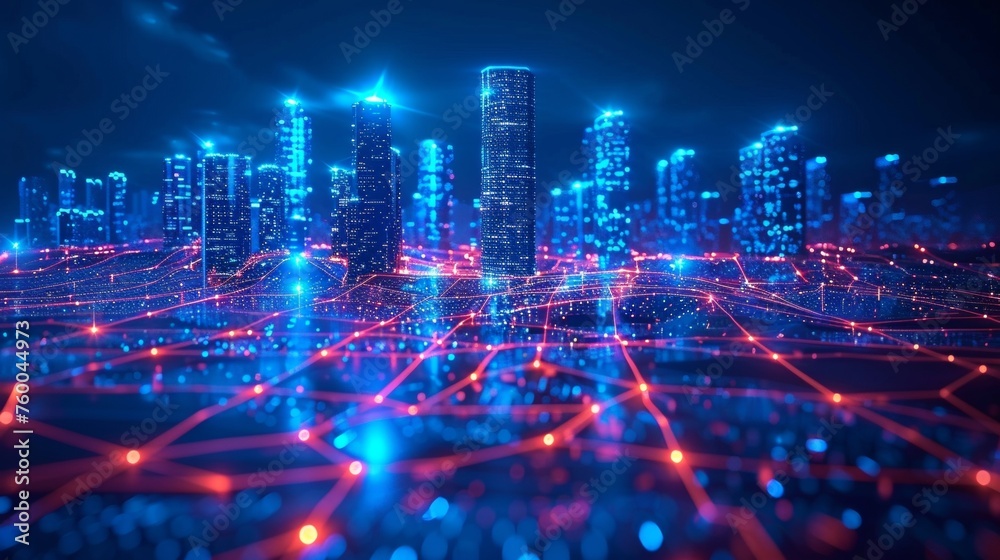 Building automation with computer board illustration. Low poly ...