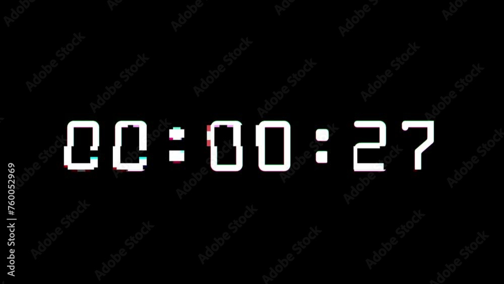 Hologram Digits on Black Background: Neon Timecode Countdown Glitch ...