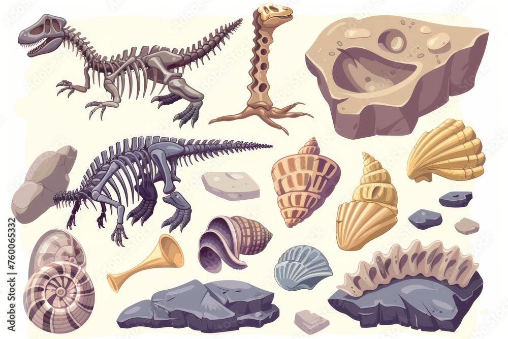 Dinosaur fossils, buried snails shells, paleontology finds ...