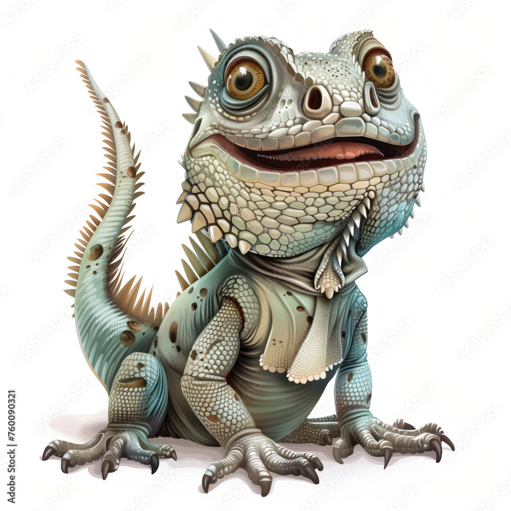 Cute Funny Cartoon Iguana, Illustration for Children Book, Generative ...