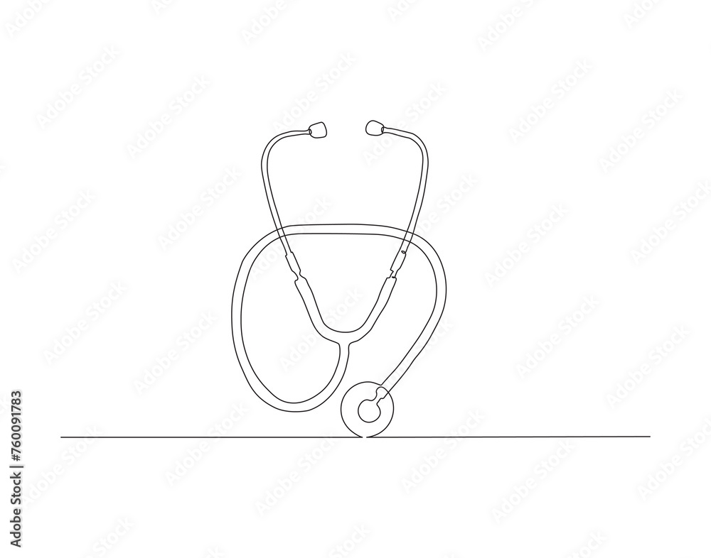 Continuous Line Drawing Of Medical Stethoscope. One Line Of Stethoscope ...