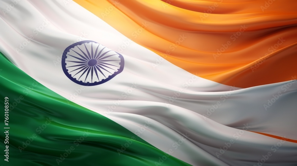 An up-close look at the Indian flag, highlighting the intricate Ashoka ...