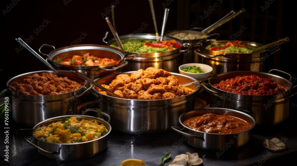 An array of Indian foods rich in spices and flavors presented in ...