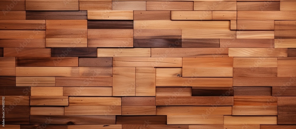 A close up of a brown hardwood plank flooring made of rectangular ...