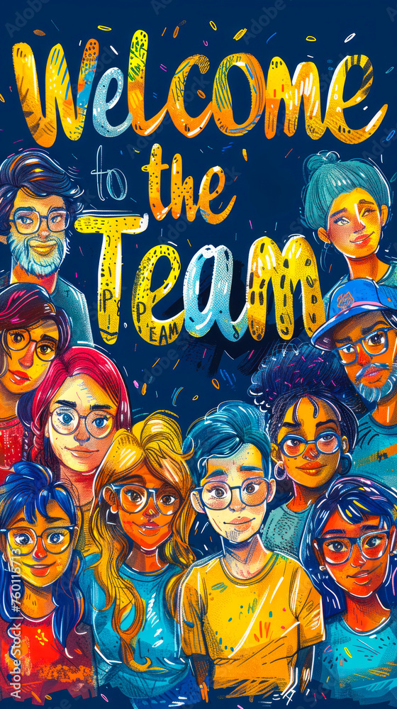Artistic expression of inclusivity with Welcome to the Team in bold ...