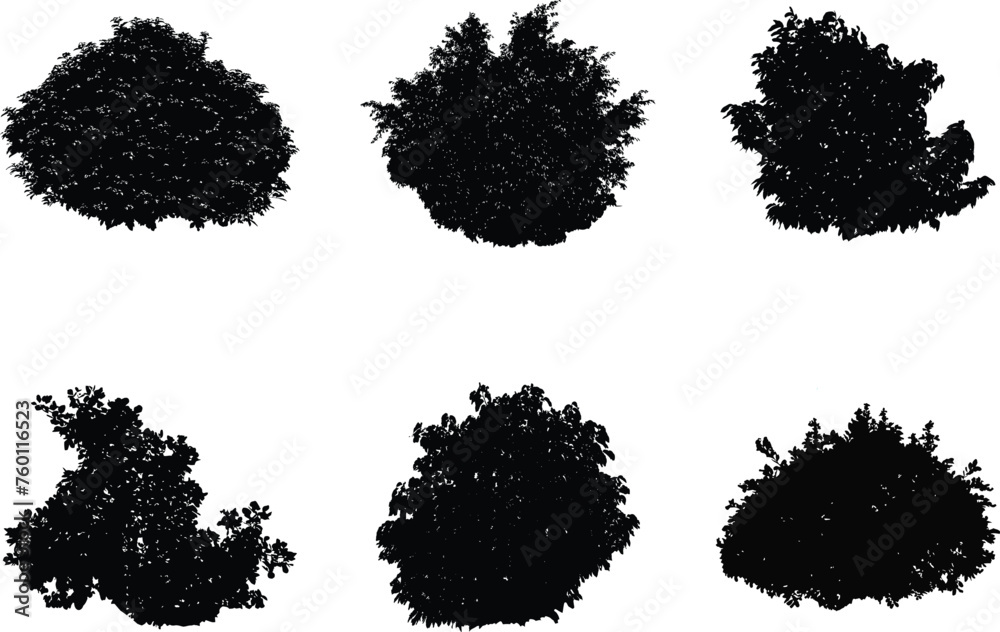 A vector collection of bush silhouettes for artwork compositions and ...