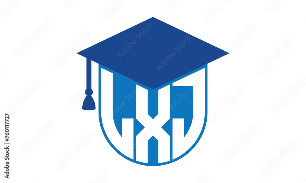 LXJ initial letter academic logo design vector template. school college ...
