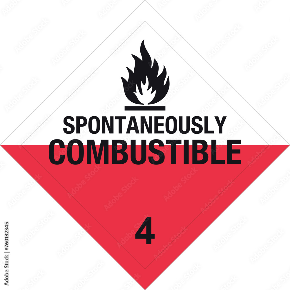 Spontaneous combustibles sign. Dangerous goods placards class 4 ...