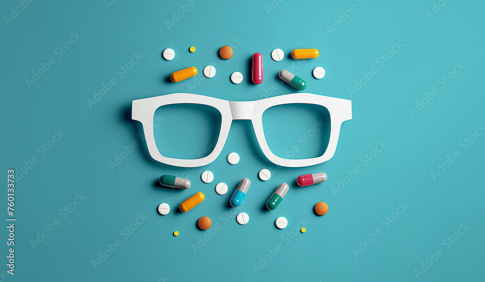 Doctor's glasses and medicines. Follow-up screening, family doctor ...