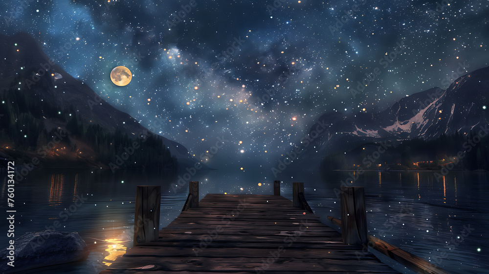 An enchanting desktop screensaver depicting a starry night sky filled ...