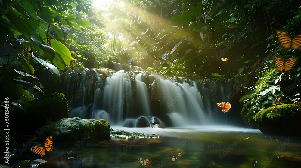 A mesmerizing desktop screensaver featuring a serene waterfall ...