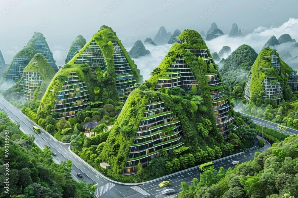 An environmentally conscious architectural project, green building ...