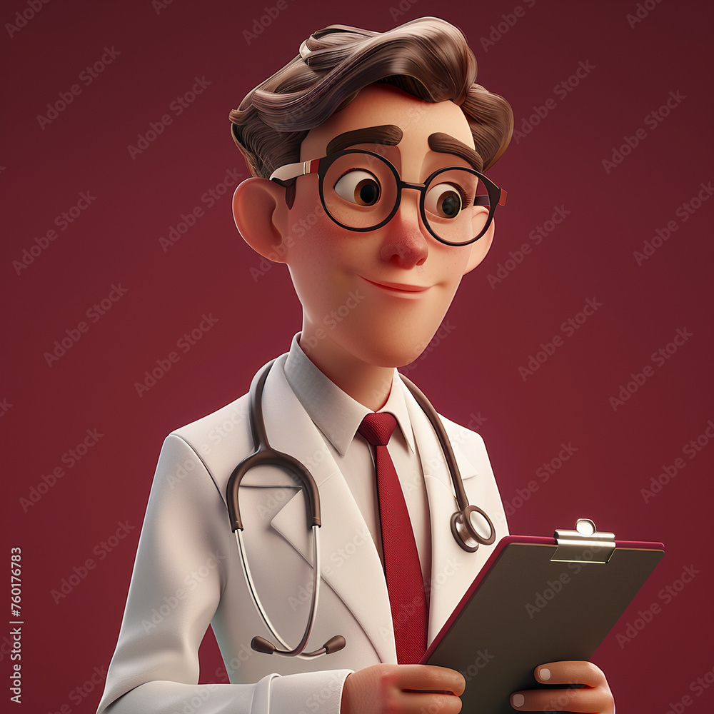 Animated 3D-rendered doctor character holding a prescription pad Stock ...