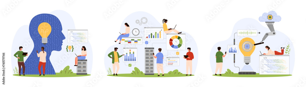Digital project development and analysis, data optimization set. Tiny ...