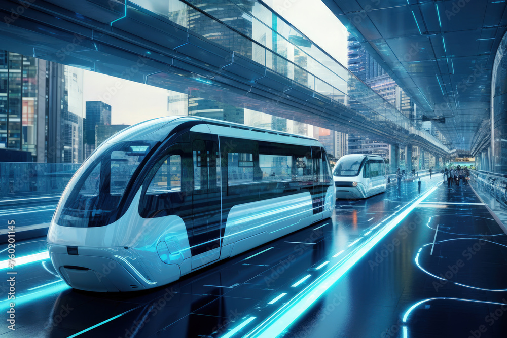 Futuristic City Trains with Integrated AI Systems in High-Tech ...