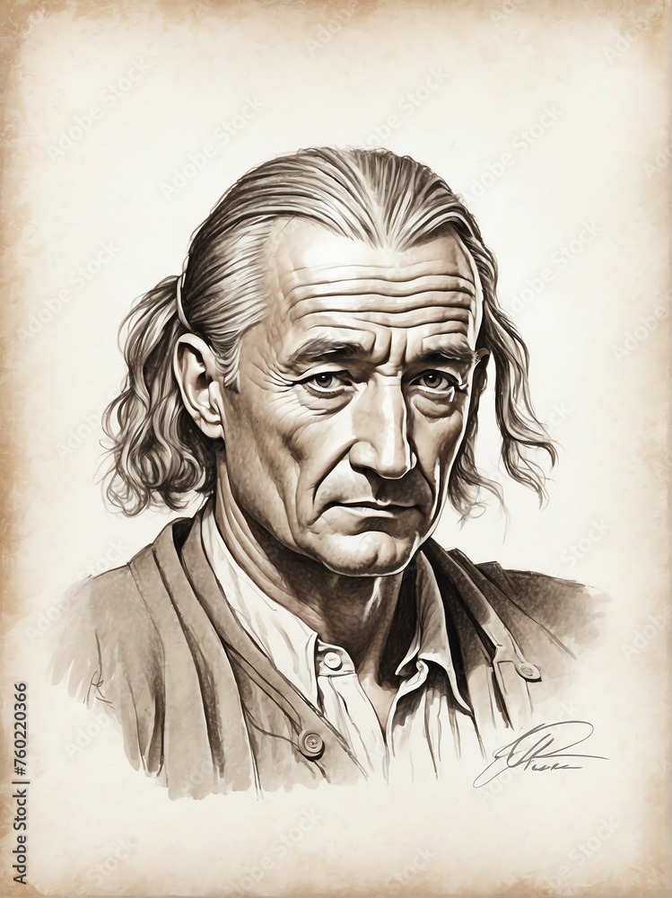 John Locke hand drawn sketch portrait on plain white background from ...