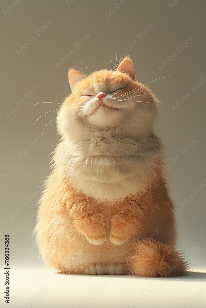 "Anthropomorphic baby fat ginger cat judge in sleek Octane 3D render ...