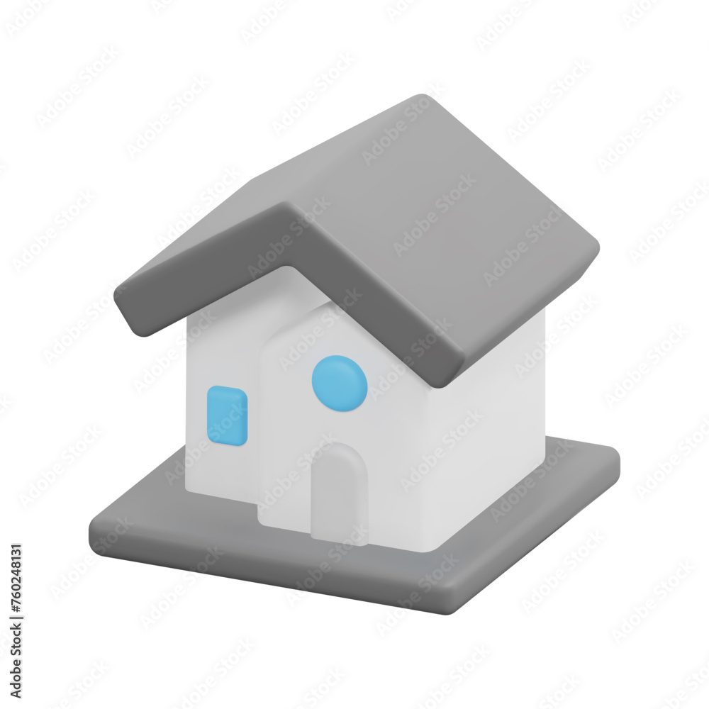 3d house icon vector. Isolated on white background. 3d building and ...