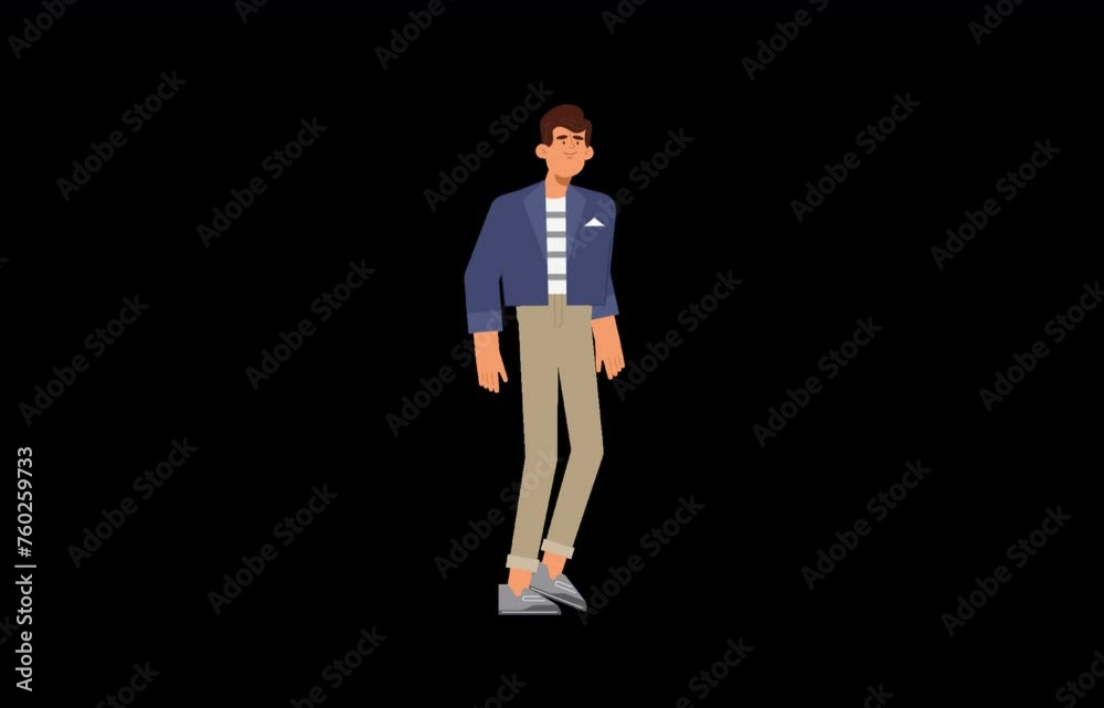 Illustrated Skinny Guy Wearing Jeans and Jacket Walking 2D Animation ...