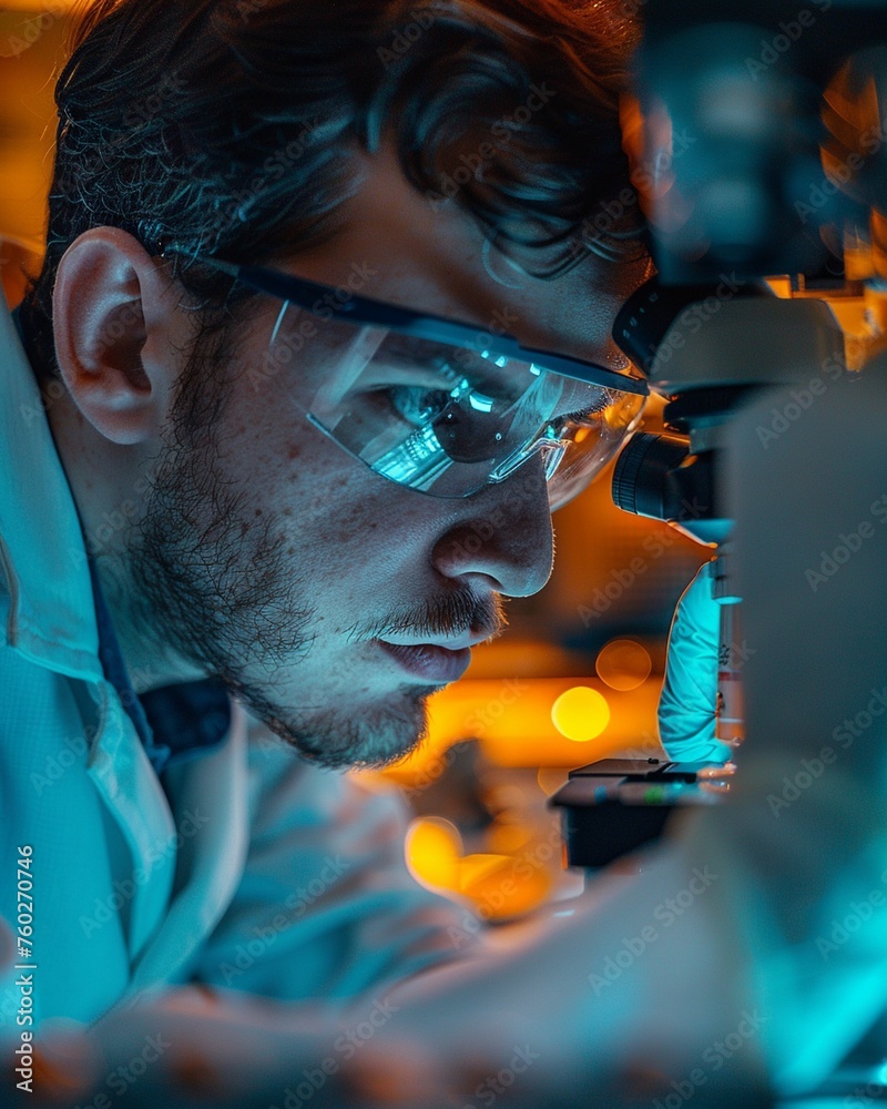 Astrobiologist, microscope, studying the impact of antimatter for ...