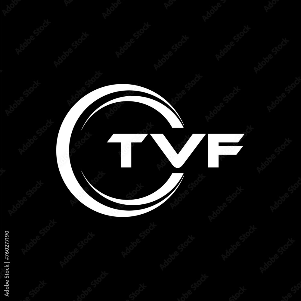 TVF letter logo design with black background in illustrator, cube logo ...