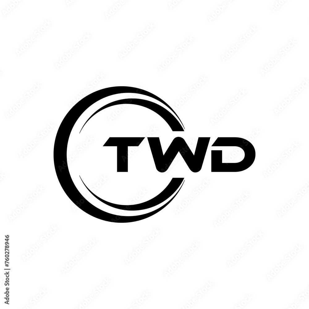 TWD letter logo design with white background in illustrator, cube logo ...