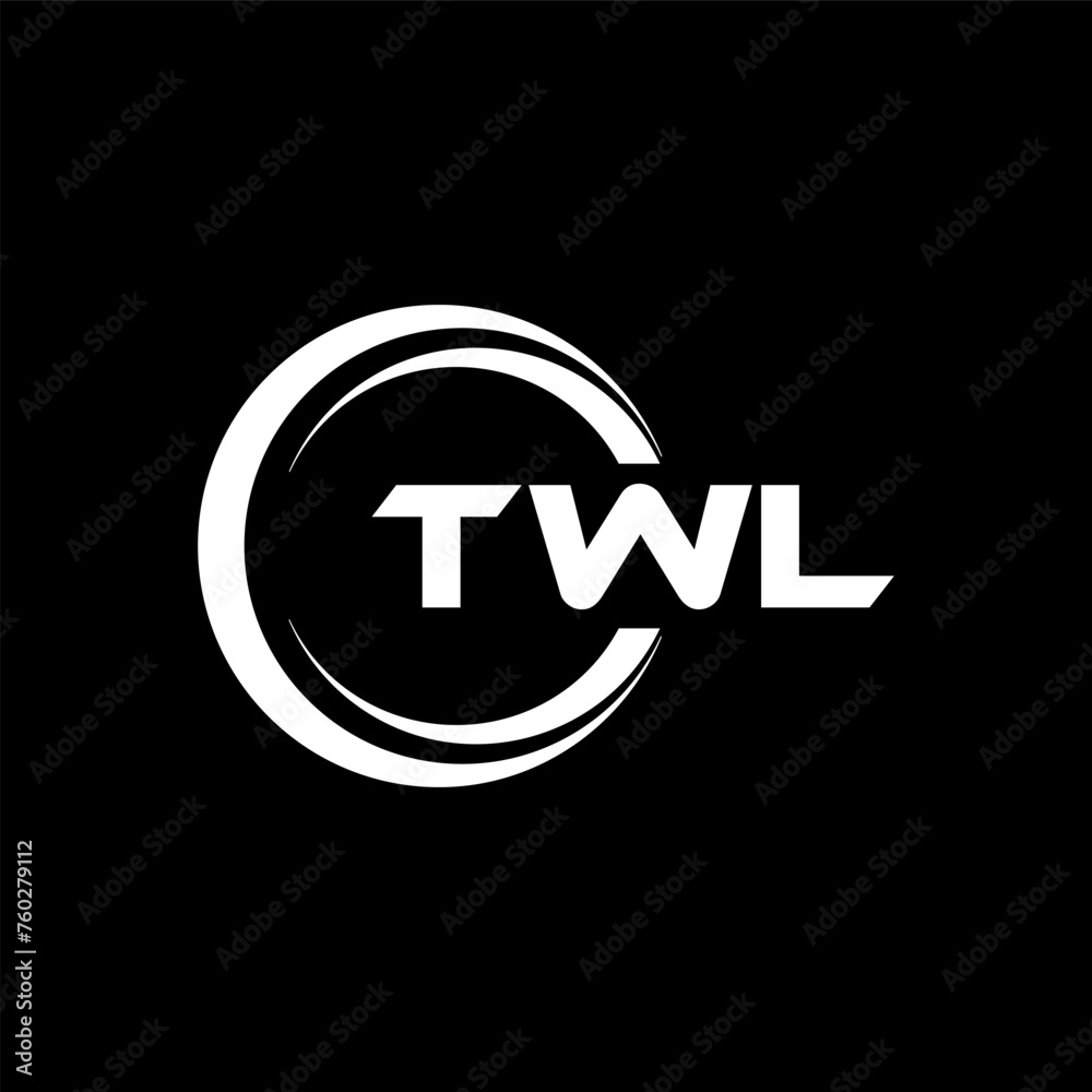 TWL letter logo design with black background in illustrator, cube logo ...