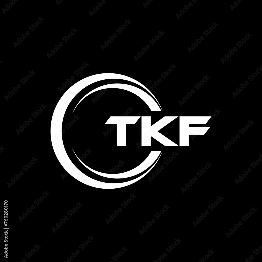 TKF letter logo design with black background in illustrator, cube logo ...