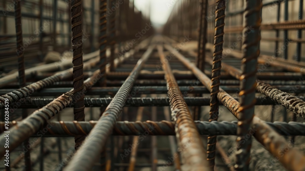 Perspective View of Reinforcing Steel Rods Assembled for Concrete ...