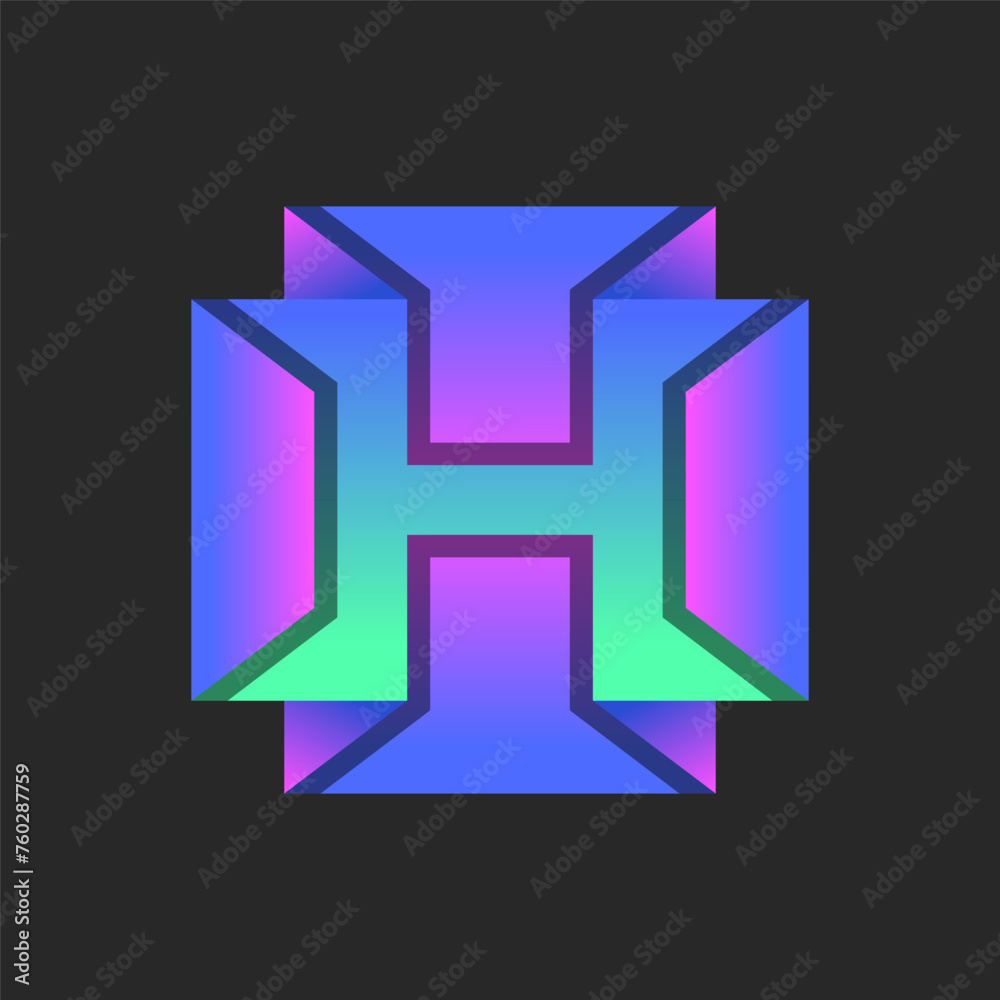 Letter H logo sport team or car emblem, featuring rectangular shapes ...