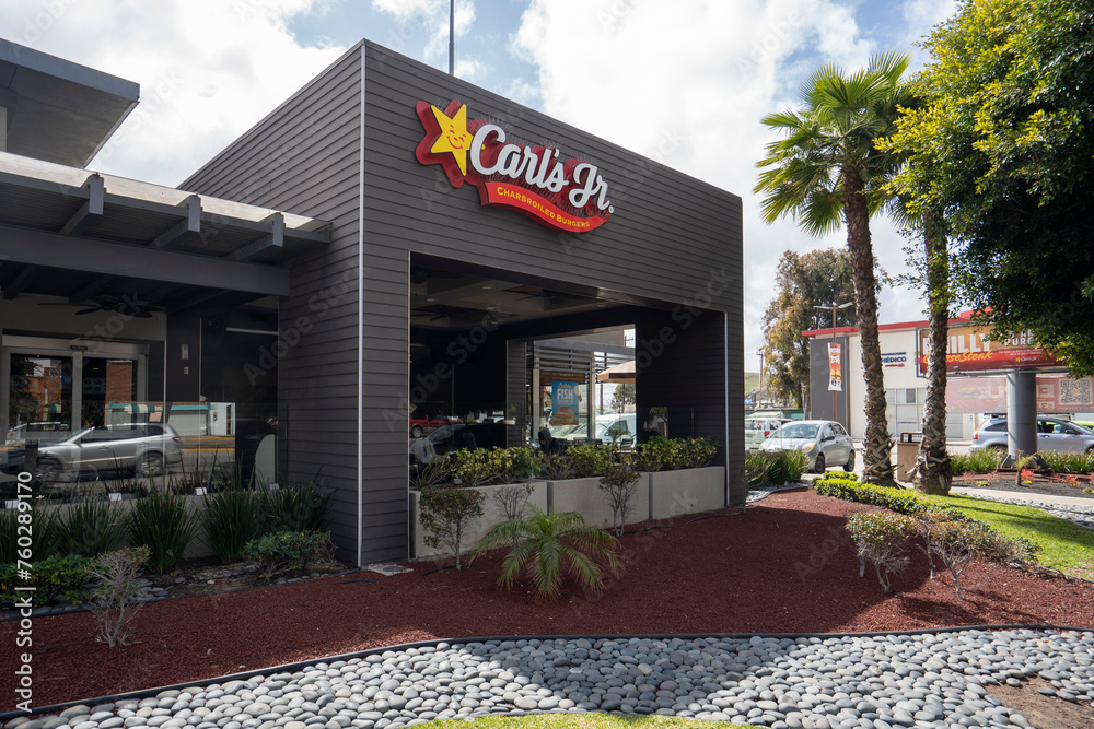 Ensenada, Mexico - Mar 30, 2023: Exterior view of a Carl's Jr ...