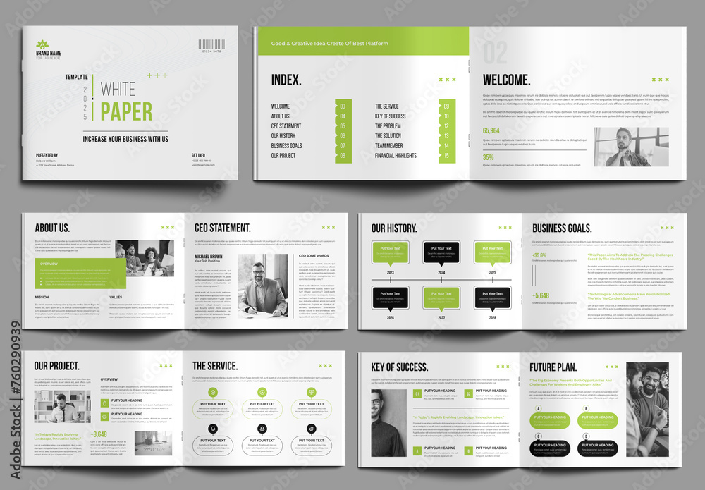 White Paper Template Landscape Stock Template | Adobe Stock