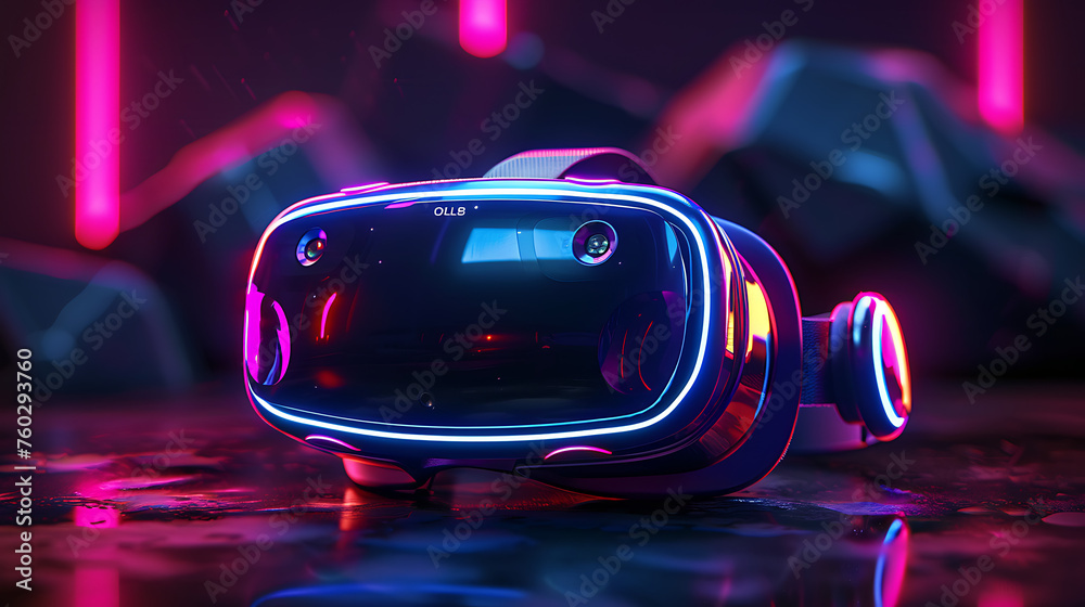 Virtual Reality Goggles with Handheld Trackpads in Dark Background ...