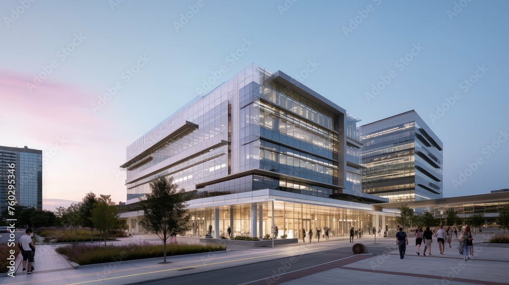 medical exterior hospital building illustration healthcare architecture ...