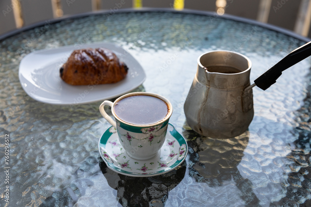 Armenian - Turkish coffee from traditional coffee pot jazzve - cezve ...