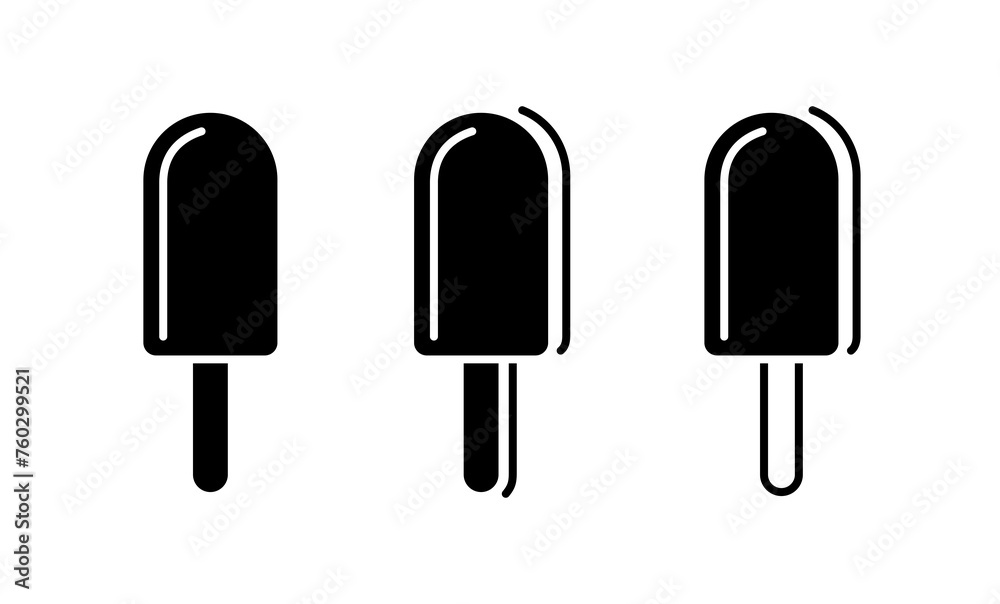 Popsicle (Eskimo pie) icons set. A type of ice cream, a symbol of sweet ...