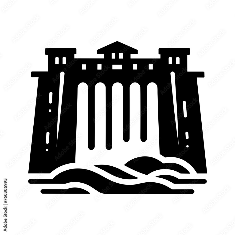 "Dam Icon Vector": Captures A Dam’s Essence With Elements Of Water ...