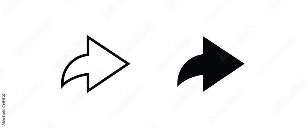 Bent arrow pointing right, Curved arrow share social media icon ...