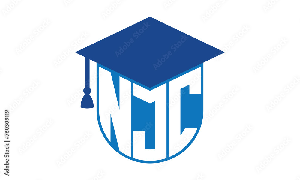 NJC initial letter academic logo design vector template. school college ...
