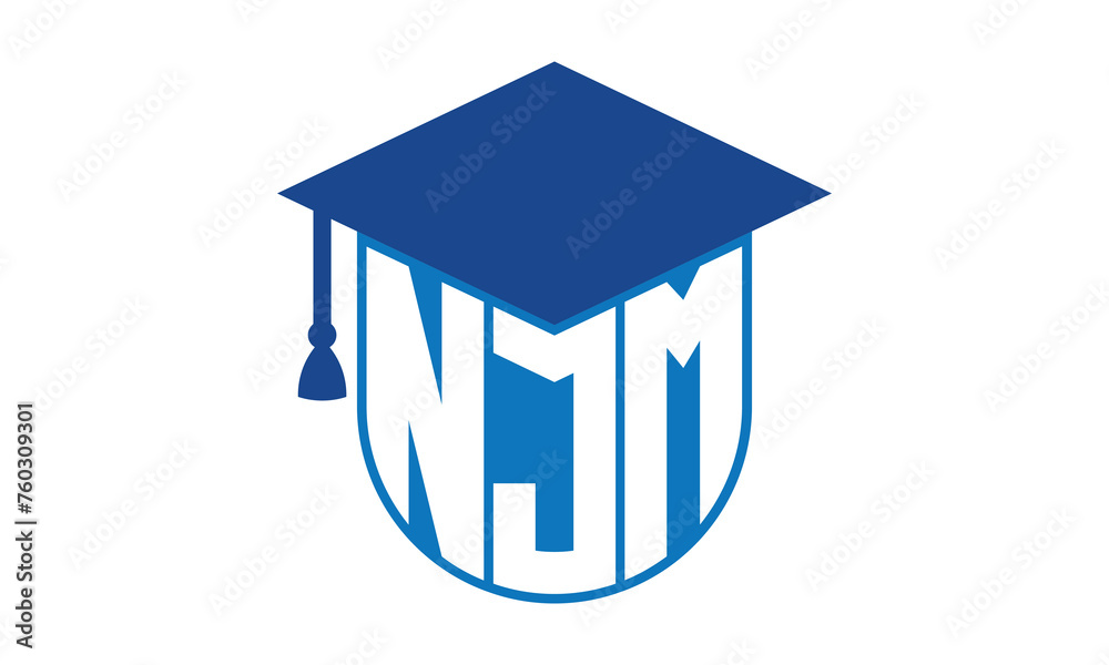 NJM initial letter academic logo design vector template. school college ...