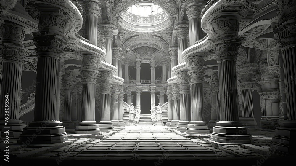 knowledge ancient library building illustration wisdom columns, marble ...