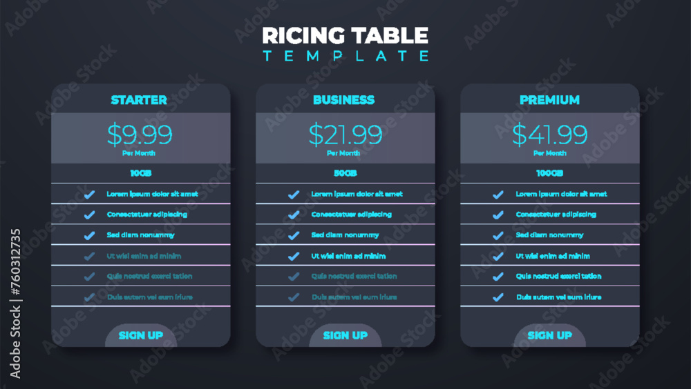 Business price chart template, Web banner checklist template design ...