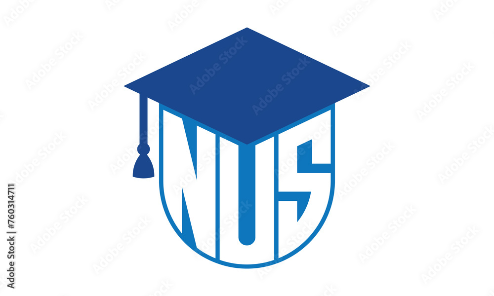 NUS initial letter academic logo design vector template. school college ...