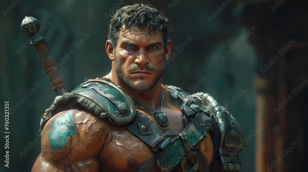 A fierce 3D cartoon character illustration ready for battle against a ...